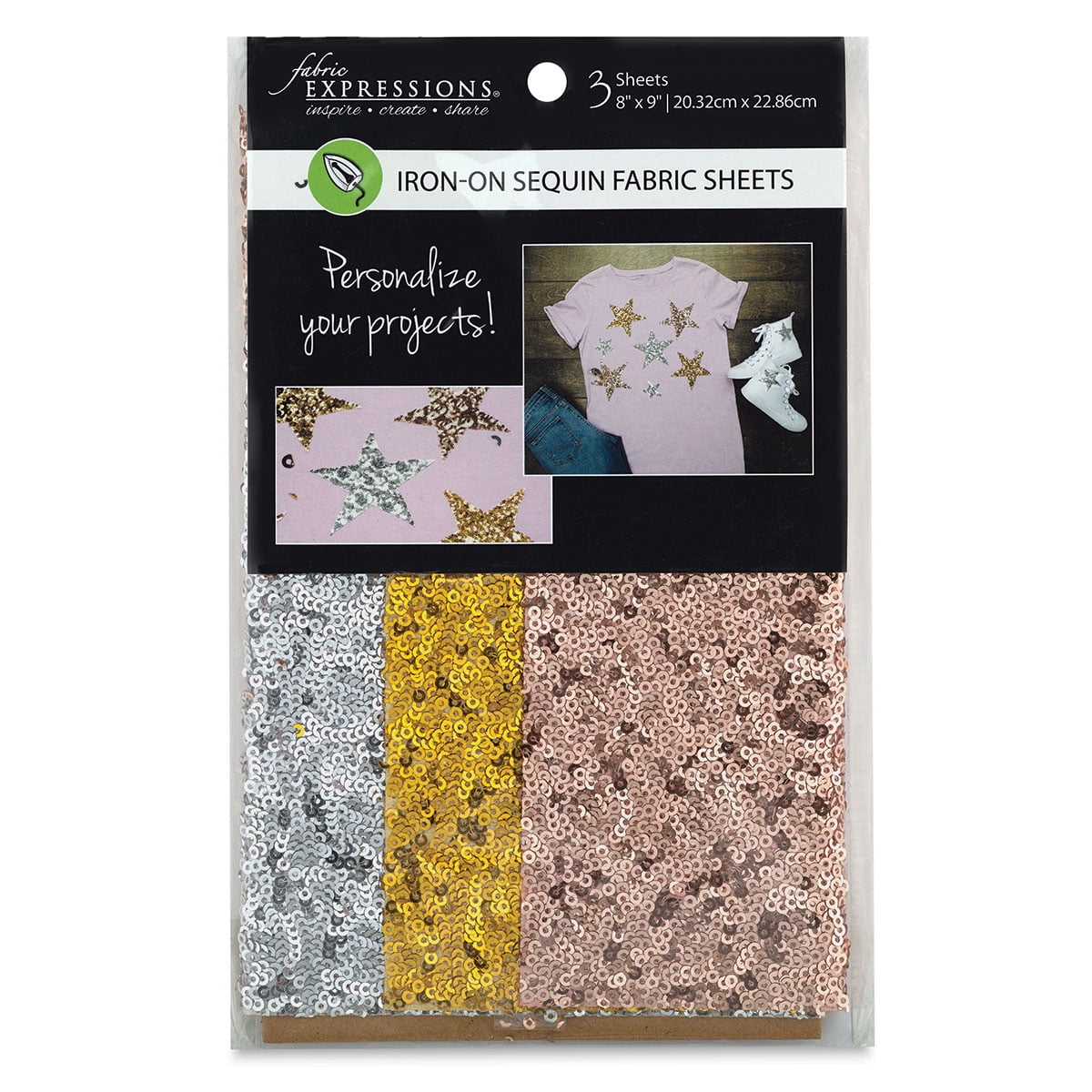 Fabric Expressions Iron-On Sheets Sequin 3pc - Walmart.com
