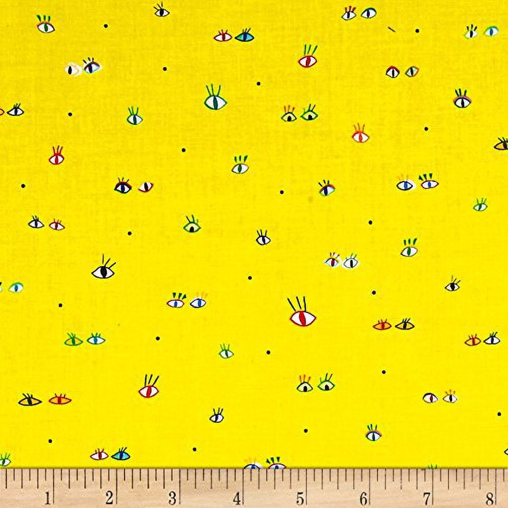 Fabric & Fabric Party Animals Eyes Light Yellow Fabric by the Yard ...