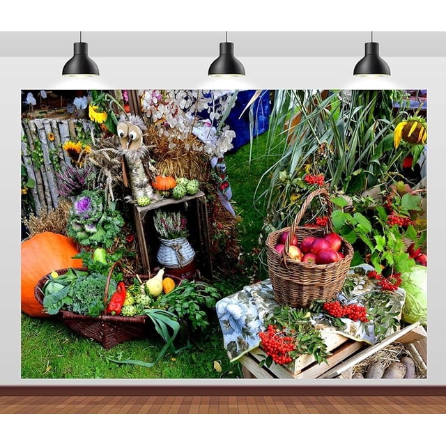 Fabric Farmers Market Backdrop Summer Rural Fruits and Vegetables Stall ...
