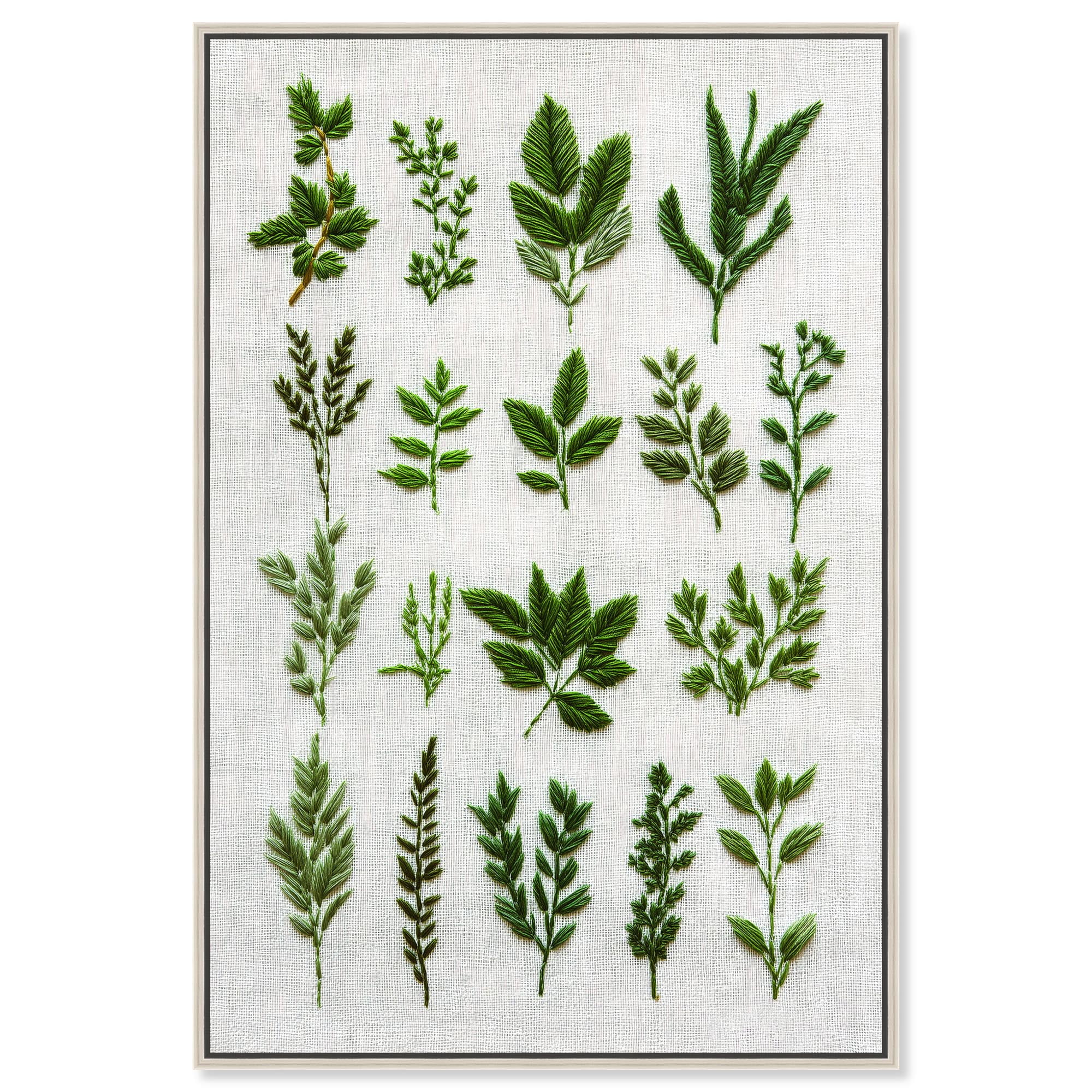 Fabric Fern Frieze II Canvas Floral Embroidery Prints by Art Remedy ...
