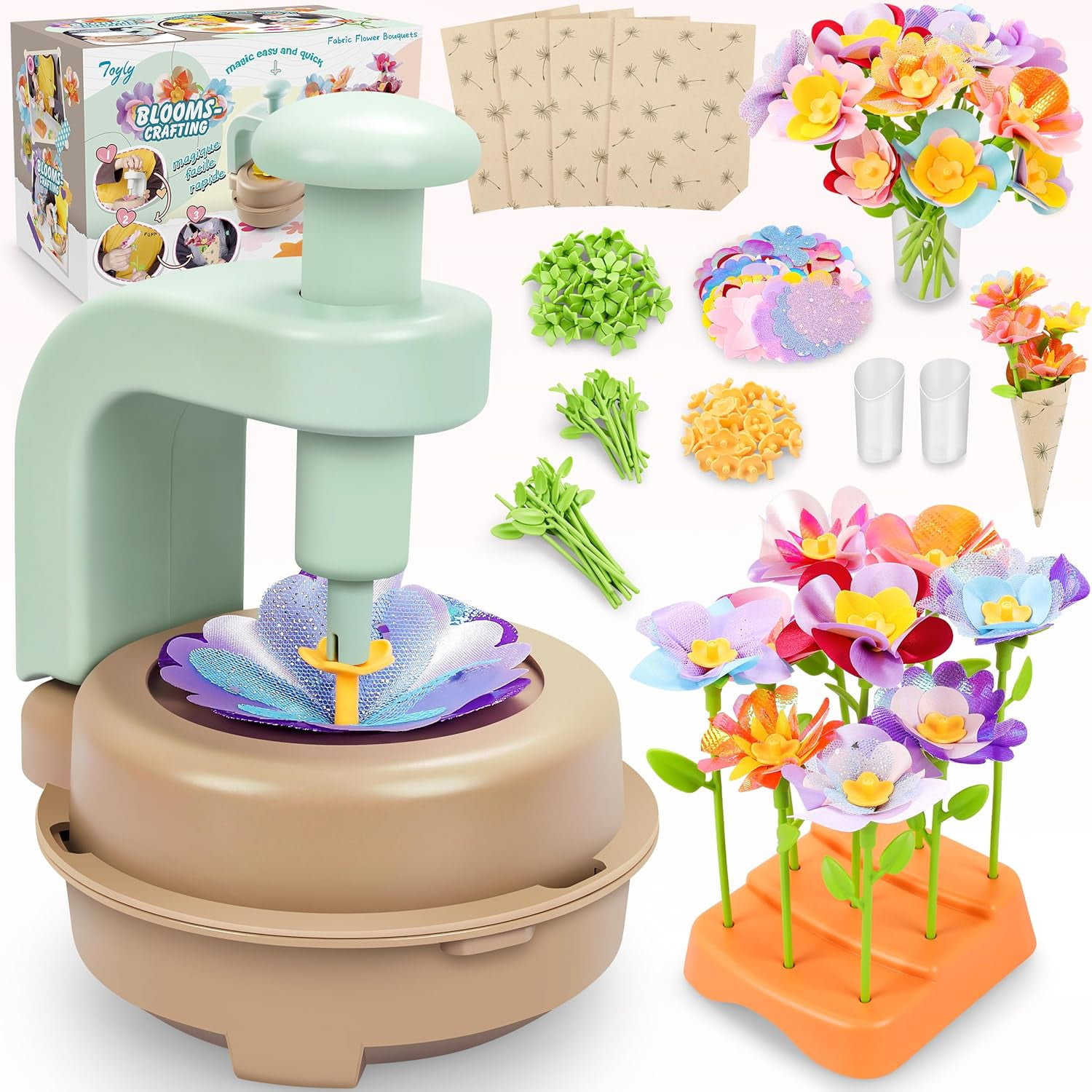 Fabric Flower Bouquets Toys, DIY Craft Kits Toys for Kids - Flower ...