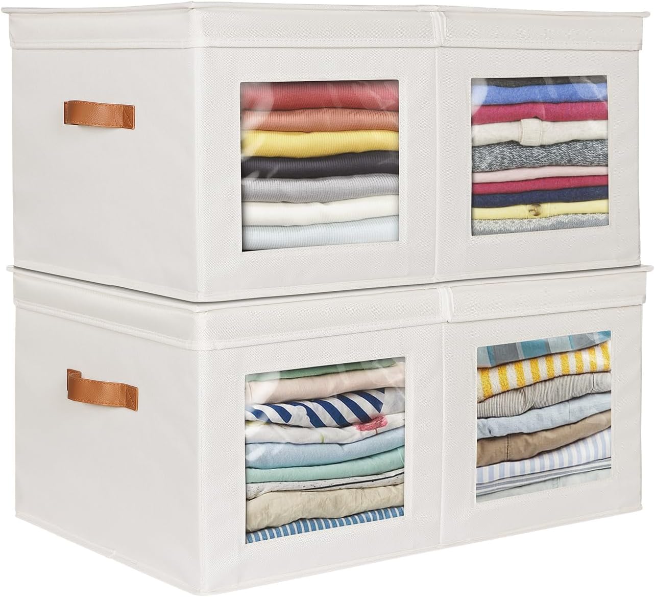 Fabric Foldable Storage Boxes [4-Pack] Large Collapsible Stackable ...