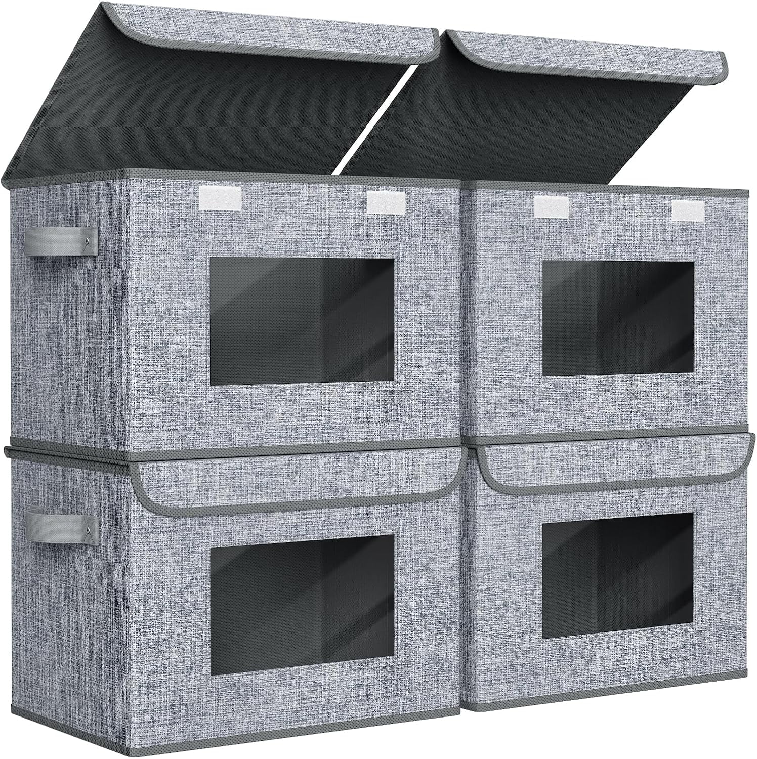 Fabric Foldable Storage Boxes [4-Pack] Large Collapsible Stackable ...