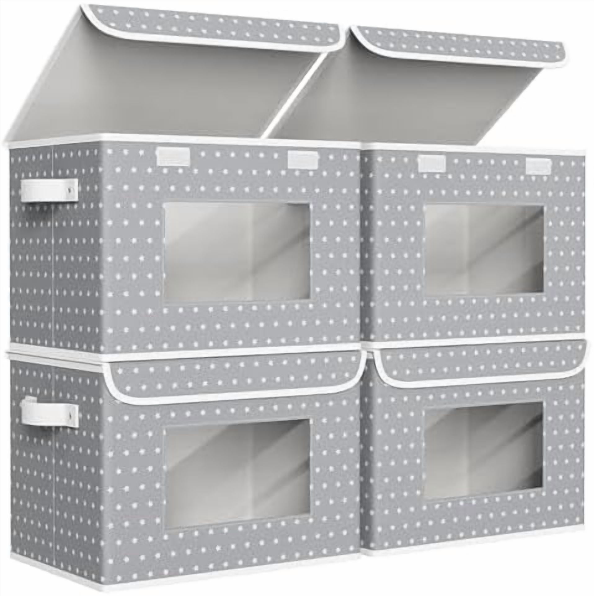 Fabric Foldable Storage Boxes [4-Pack] Large Collapsible Stackable ...