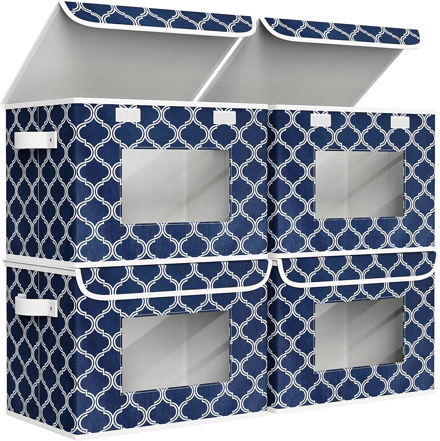 Fabric Foldable Storage Boxes [4-Pack] Large Collapsible Stackable ...