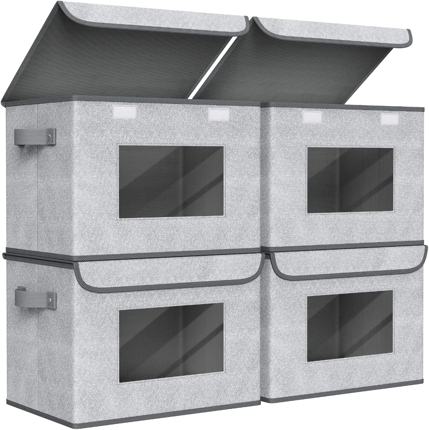 Fabric Foldable Storage Boxes [4-Pack] Large Collapsible Stackable ...