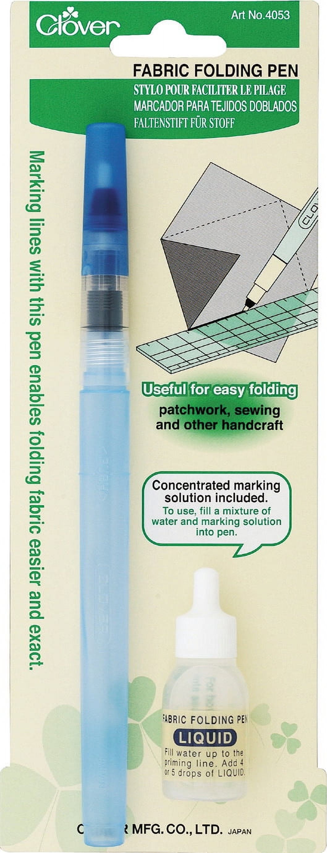 CLOVER Fabric Folding Pen, Water-Soluble Solution for Easy Sewing and ...