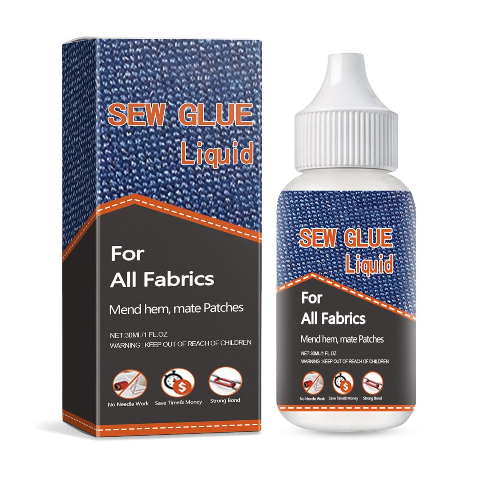 Fabric Glue Permanent, 30 ML Washable Clear Clothing Glue, Super Fabric ...