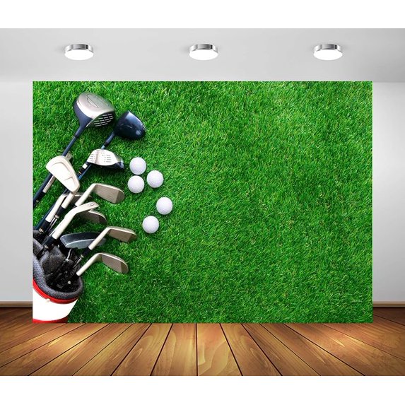 Fabric Golf Backdrop for Photography Green Grass Golf Ball and Golf ...