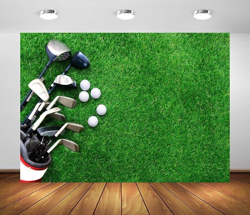 Fabric Golf Backdrop for Photography Green Grass Golf Ball and Golf ...