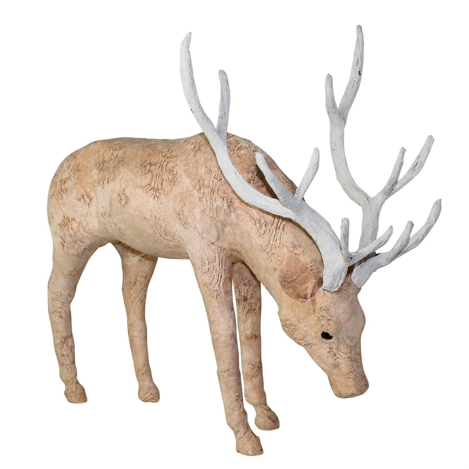 Fabric Grazing Stag Design Accent Decor with Textured Details in Pink ...