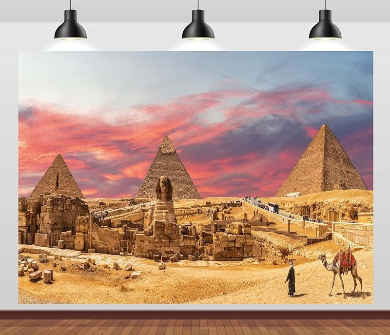 Fabric Great Pyramids Backdrop Desert Landscape Background Ancient ...