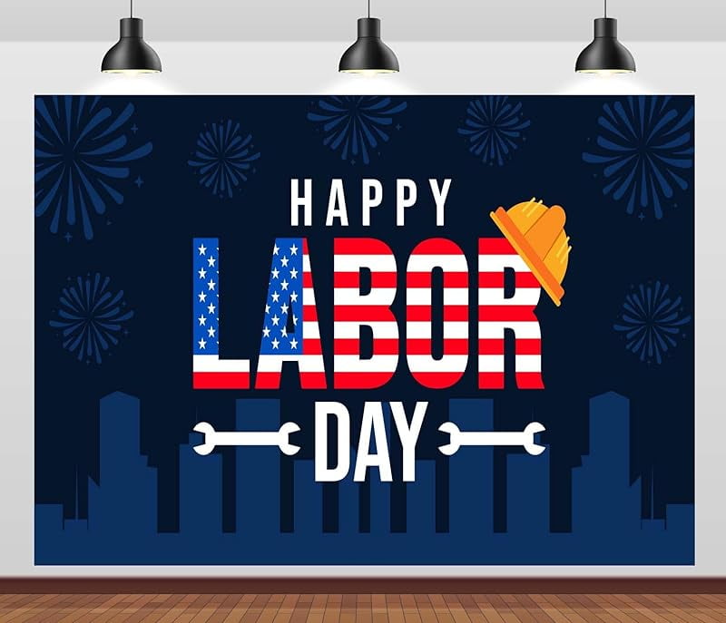 Fabric Happy Labor Day Backdrop Banner Labour Day Safety Hard Hat and ...