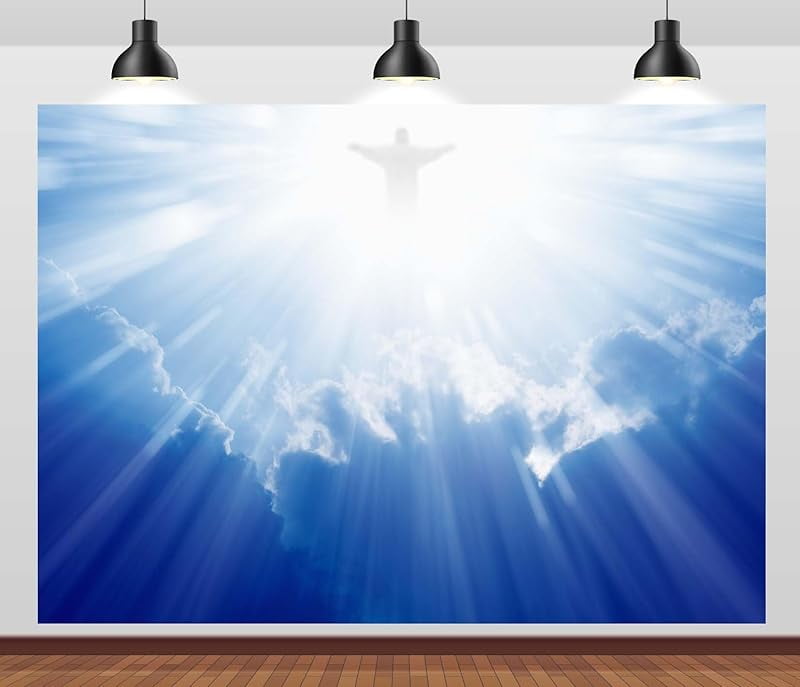 Fabric Heaven Theme Photography Background Jesus Christ Backdrop Blue ...