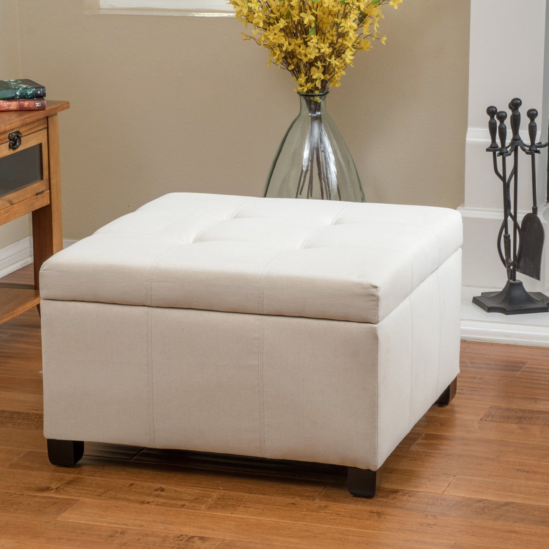 Fabric In Beige With Spacious Interior Storage Compartment, 30" X 19 D ...