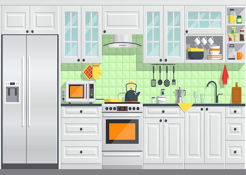 Fabric Kitchen Backdrops for Photography Kids Cartoon Kitchen ...