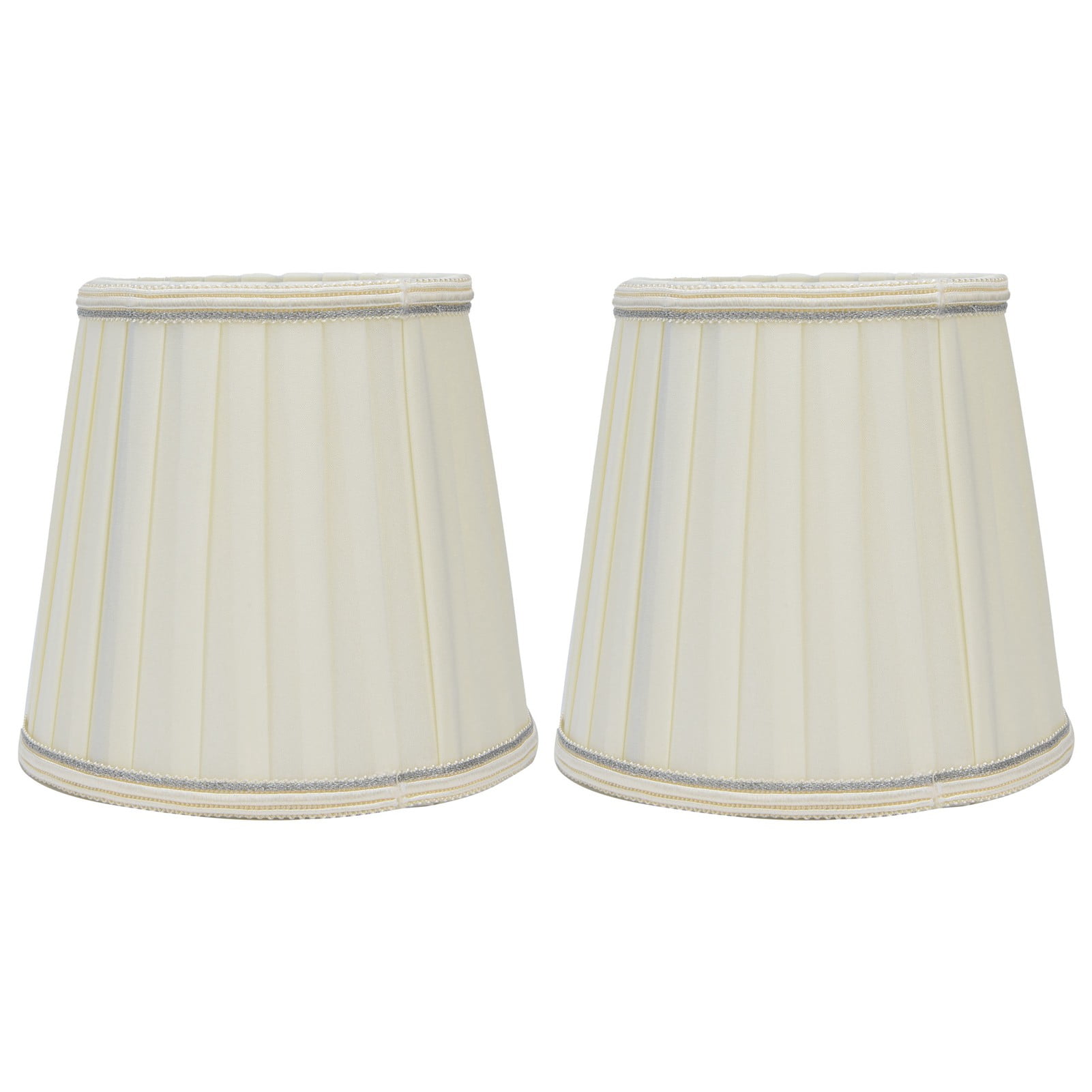 Yunuqso Fabric Lampshade E14 Simple Beige Silver Edge Candle Holders ...