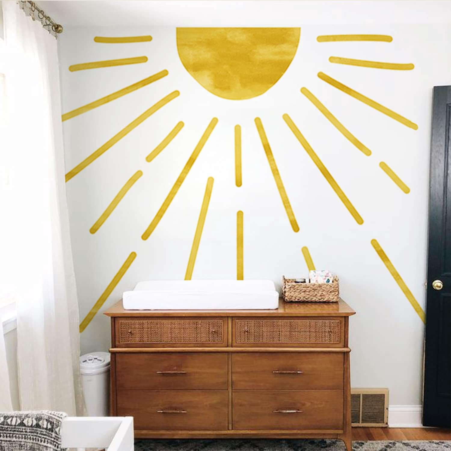 Fabric Large Boho Rising Sun Wall Decals Peel and Stick, Watercolor ...