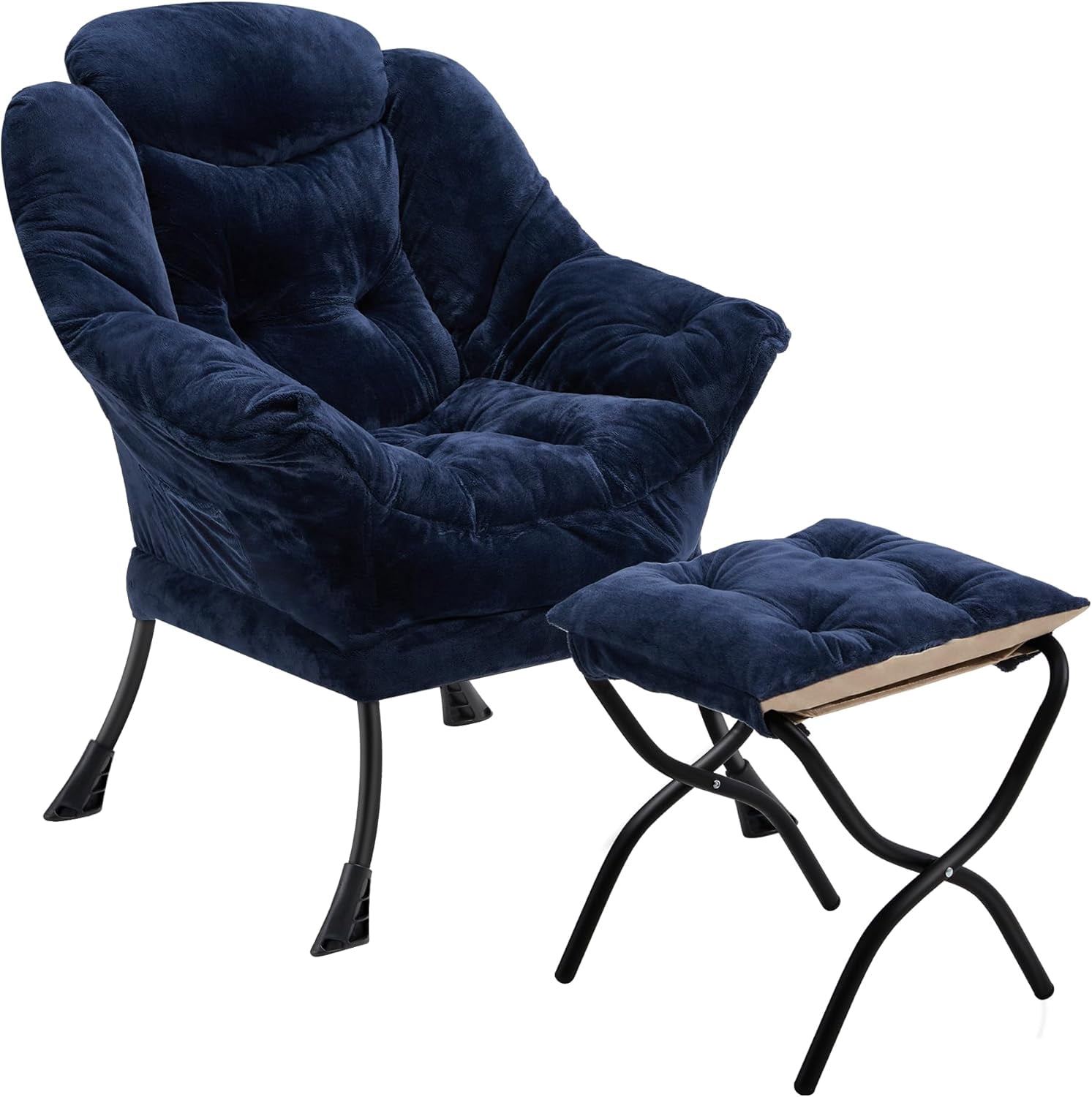 Fabric Lazy Chair with Ottoman, Oversized Upholstered Sofa Chair for ...