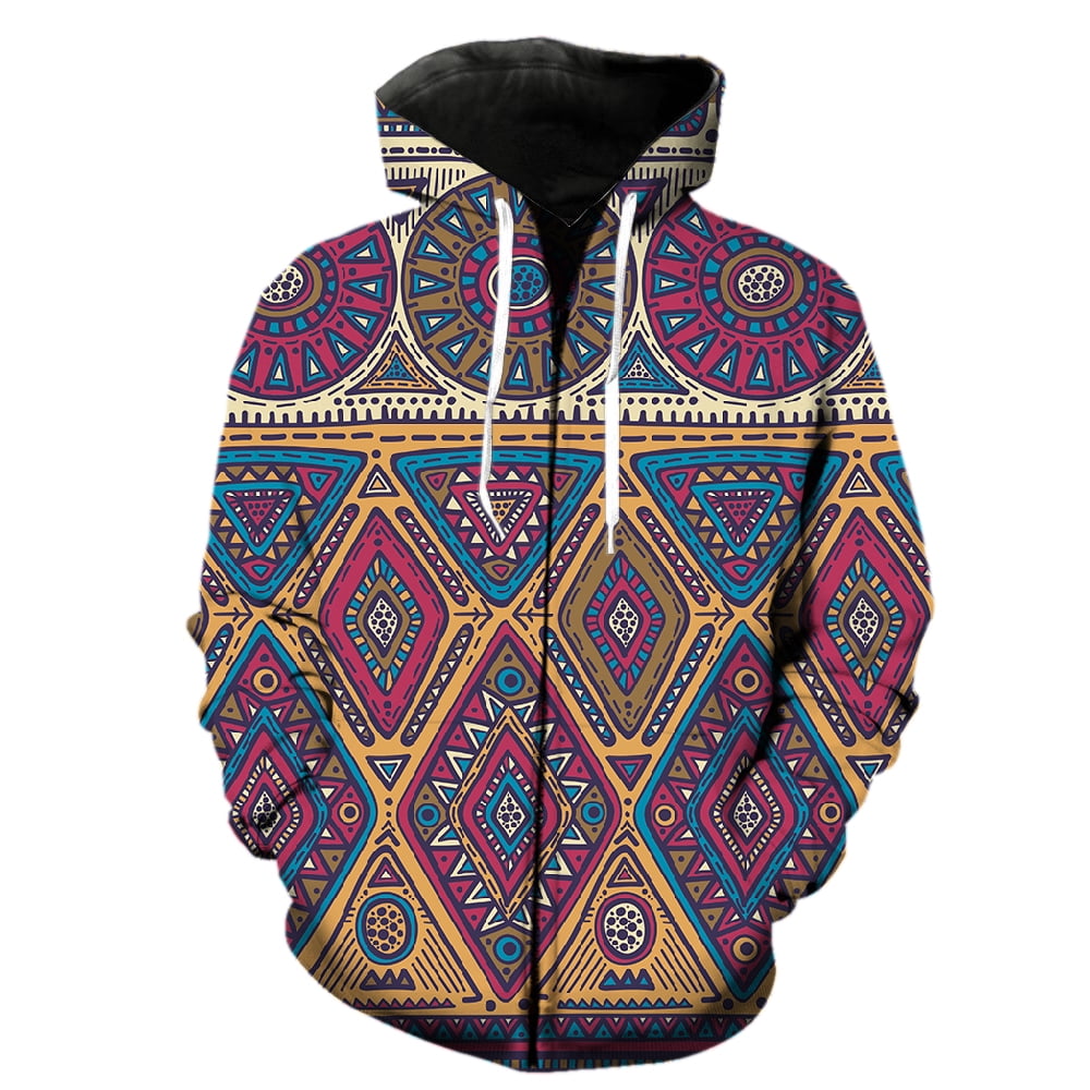 Fabric Map of Ethnic Primitive Tribes Men's Zipper Hoodie 2024 Hot Sale ...