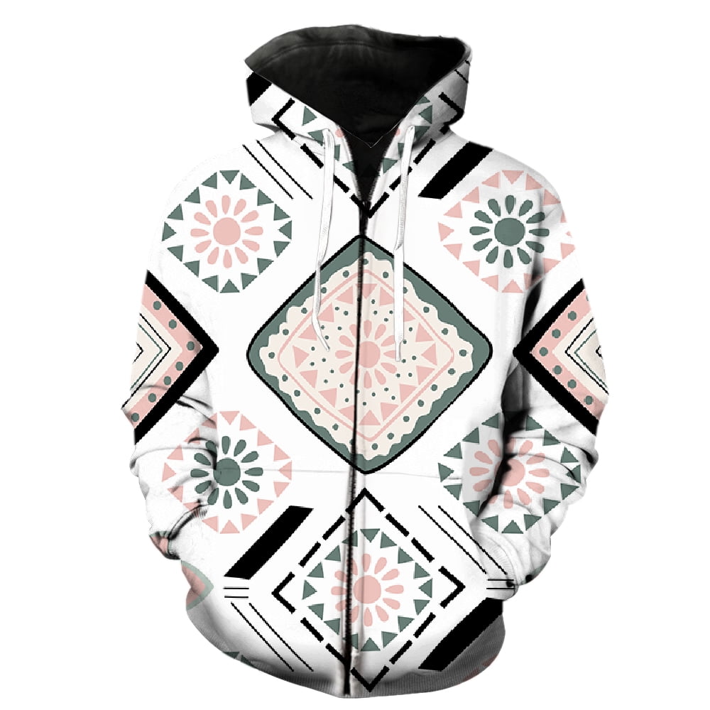 Fabric Map of Ethnic Primitive Tribes Men's Zipper Hoodie 3D Printed ...