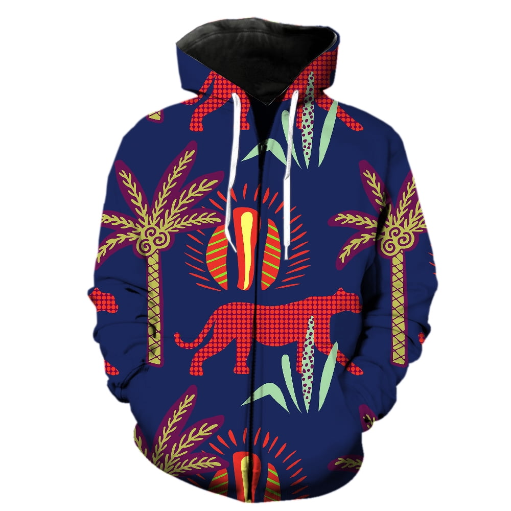 Fabric Map of Ethnic Primitive Tribes Men's Zipper Hoodie 3D Printed ...