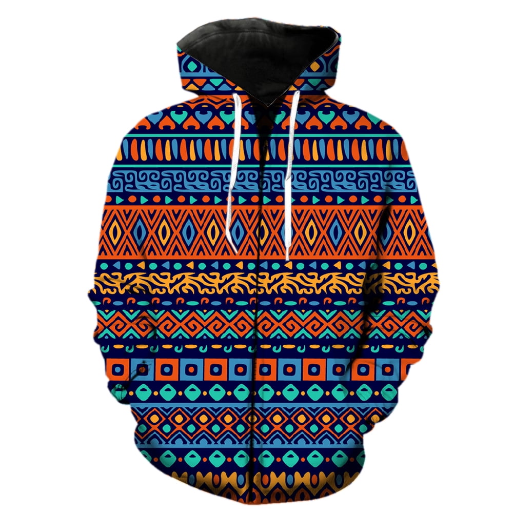 Fabric Map of Ethnic Primitive Tribes Men's Zipper Hoodies 3D Printed ...