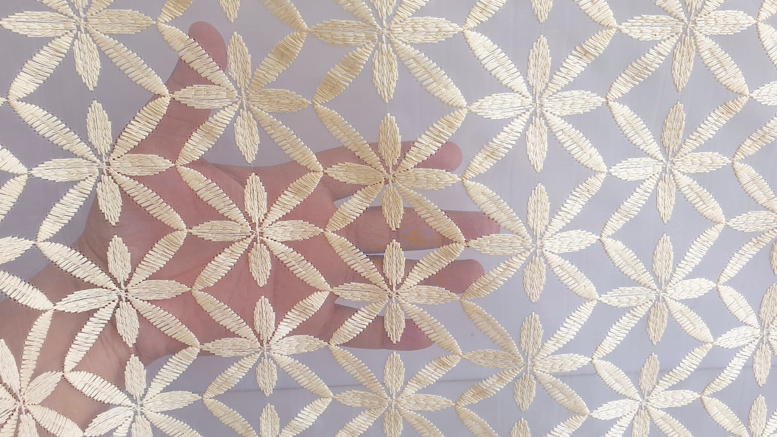 Fabric Mart Direct Cream Printed Velvet Fabric By The Yard, 54 inches ...