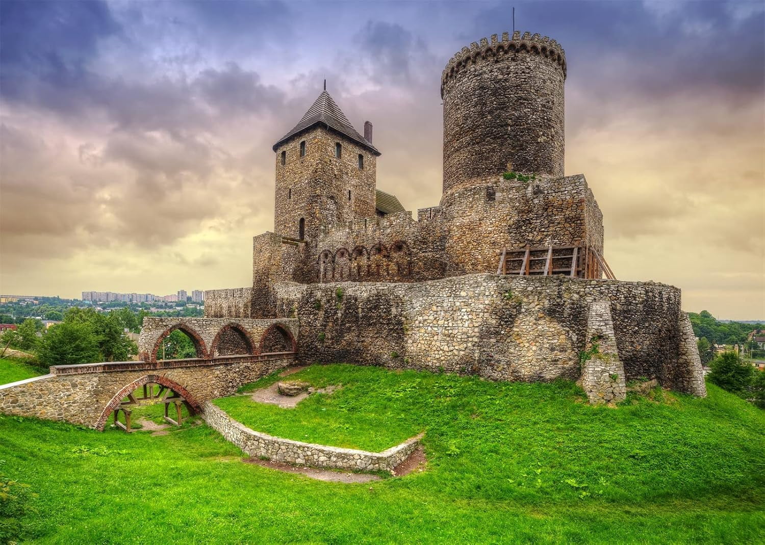 Fabric Medieval Castle Photography Backdrop 7x5ft Sunset Stone Fortress ...