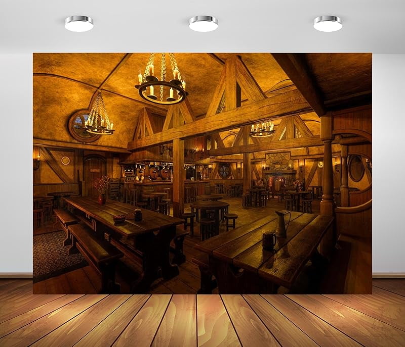 Fabric Medieval Tavern Backdrop Vintage Tavern Inn Bar with Candle ...