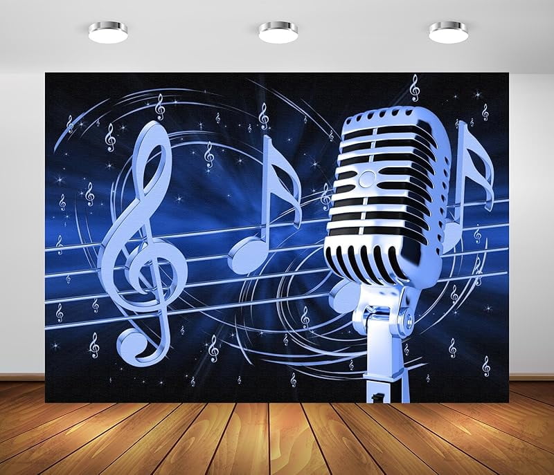 Fabric Microphone Music Backdrop Music Notation Musical Notes ...