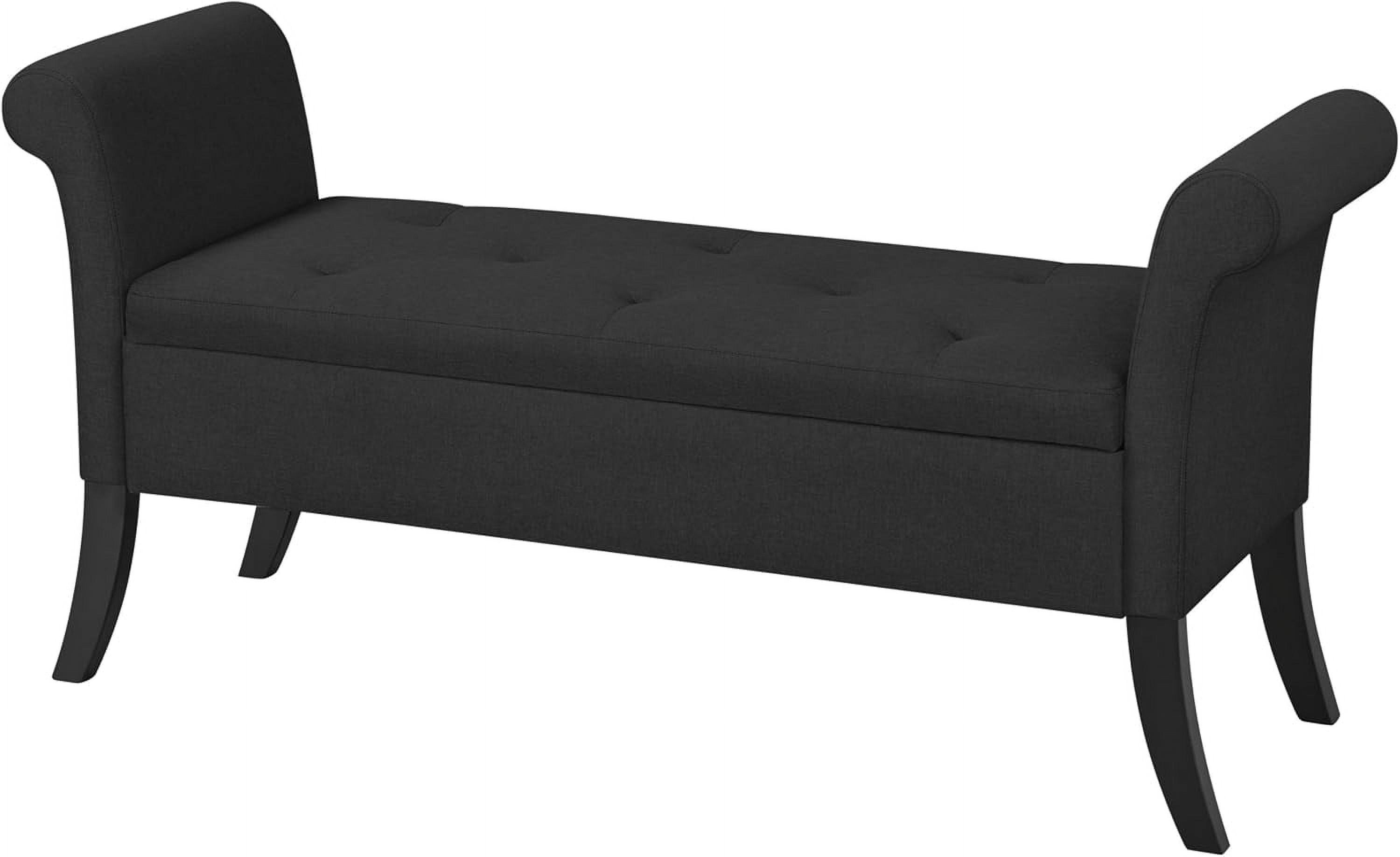 Fabric Modern Tufted Large Storage Bench with Rolled Arms Cushioned ...