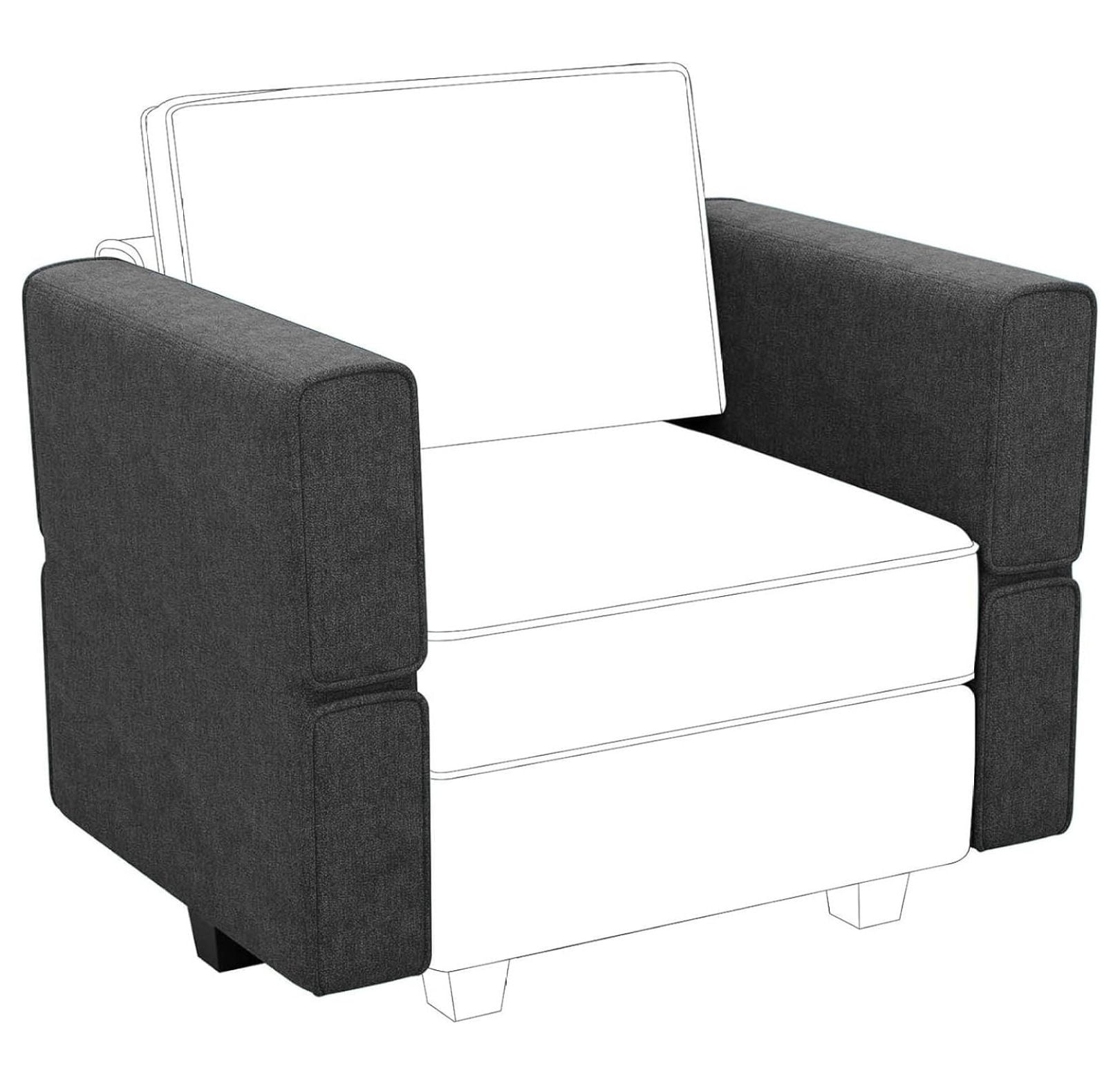 Fabric Modular Sectional Sofa Armrest Backrest Module Couch Side ...