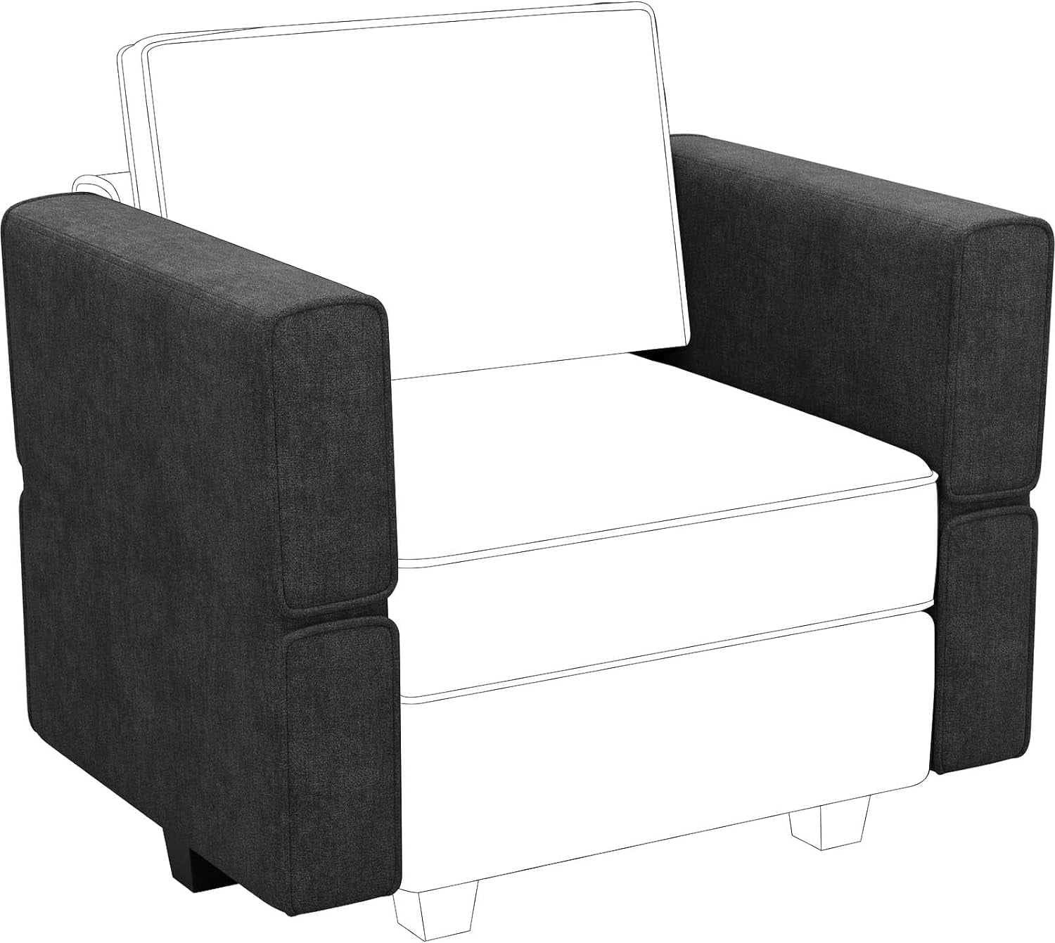 Fabric Modular Sectional Sofa Middle Seat Module Couch Side Sectional ...