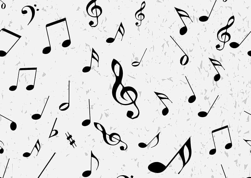Fabric Music Note Backdrop Musical Note Musical Doodle Pattern Black ...