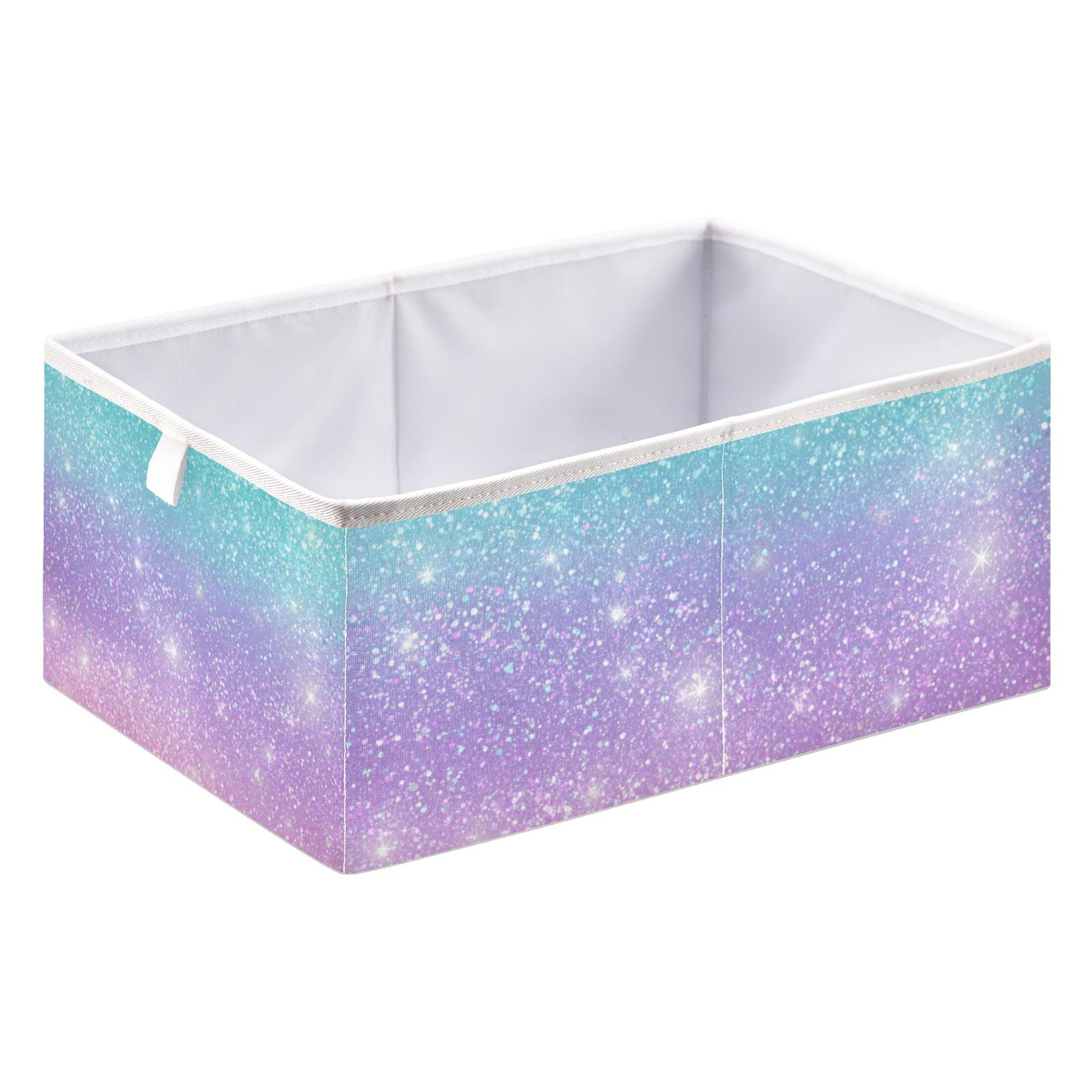 Fabric Open Basket Bins Foldable Storage Basket 2 Size Avliable Glitter ...