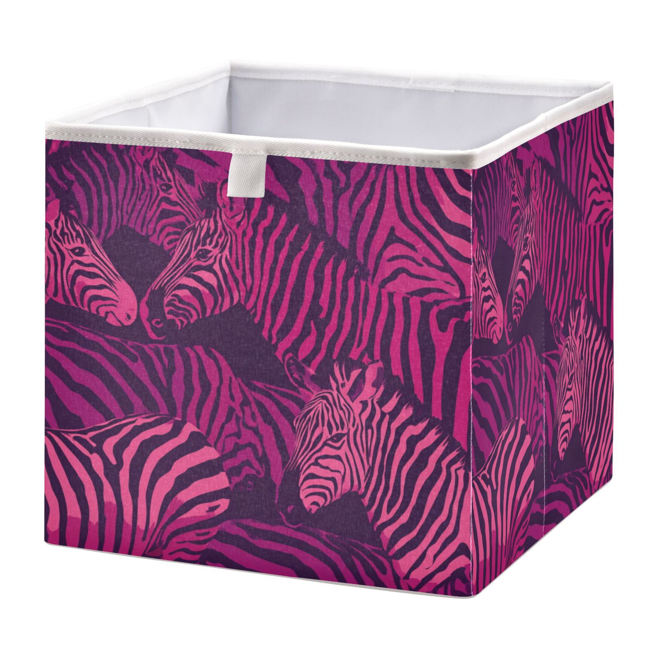 Fabric Open Basket Bins Foldable Storage Basket 2 Size Avliable Zebra ...