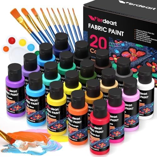 Fabric Paint, 20 Colors Permanent Soft Fabric Paint Set for Clothes in ...