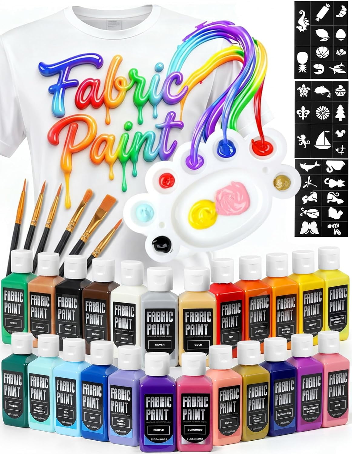Fabric Paint Set - Permanent & Washer Safe, 24 Vibrant Colors, in ...