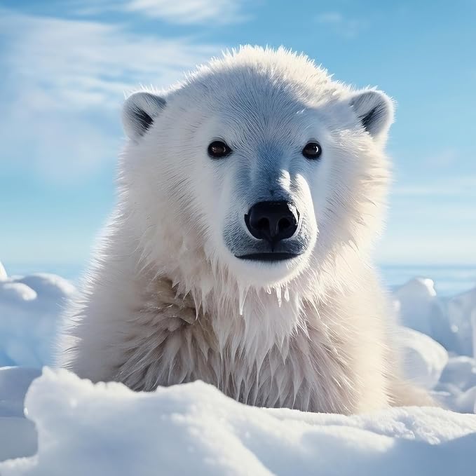 Fabric Panel 14"x14" Realistic Polar Bear 100% Cotton Quilting Sewing ...