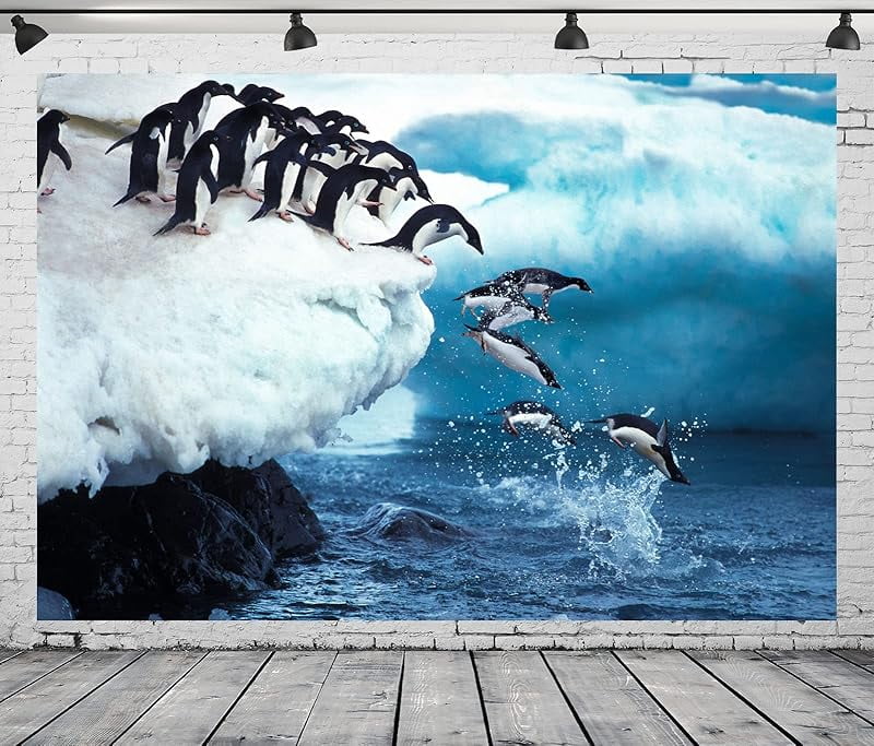 Fabric Penguin Photography Backdrop Winter Antarctic Scene Background ...