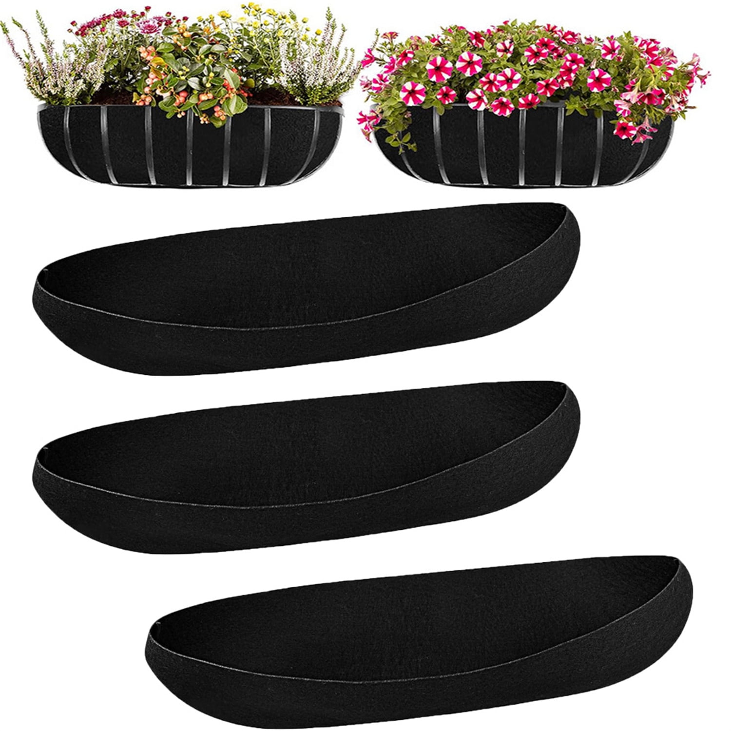 Fabric Planter Basket Liner-Bexikou 3 Pack 24 inch Durable Hanging ...