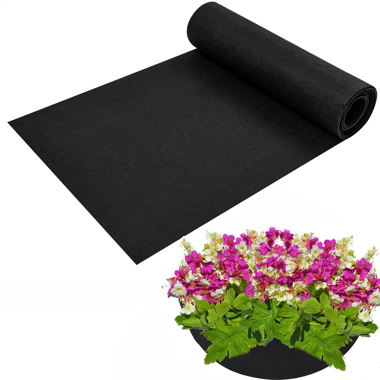Fabric Planter Liner,Bexkou 12x80 Inch Non Woven Plant Felt Liner,Black ...