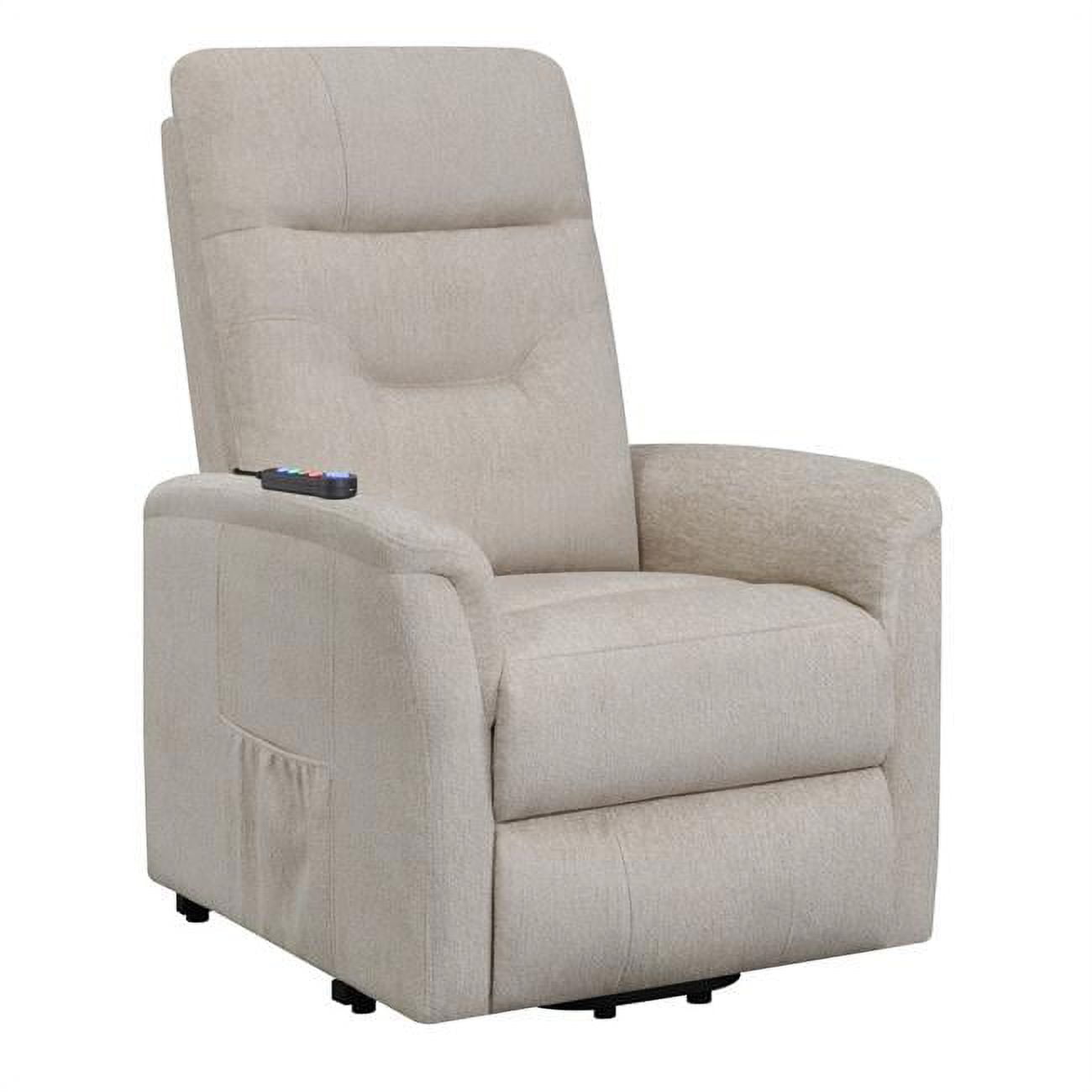 Fabric Power Lift Massage Chair with Tufted Stitched Accent, Beige ...
