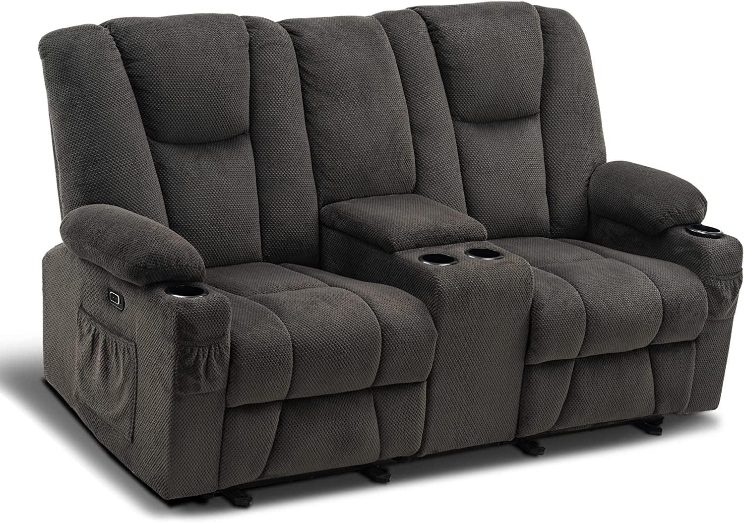 Fabric Power Loveseat Recliner Electric Reclining Loveseat Sofa with ...