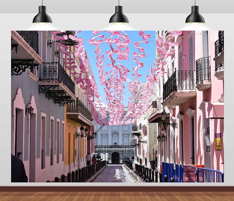 Fabric Puerto Rico Street Backdrop Old San Juan Street Colorful House ...