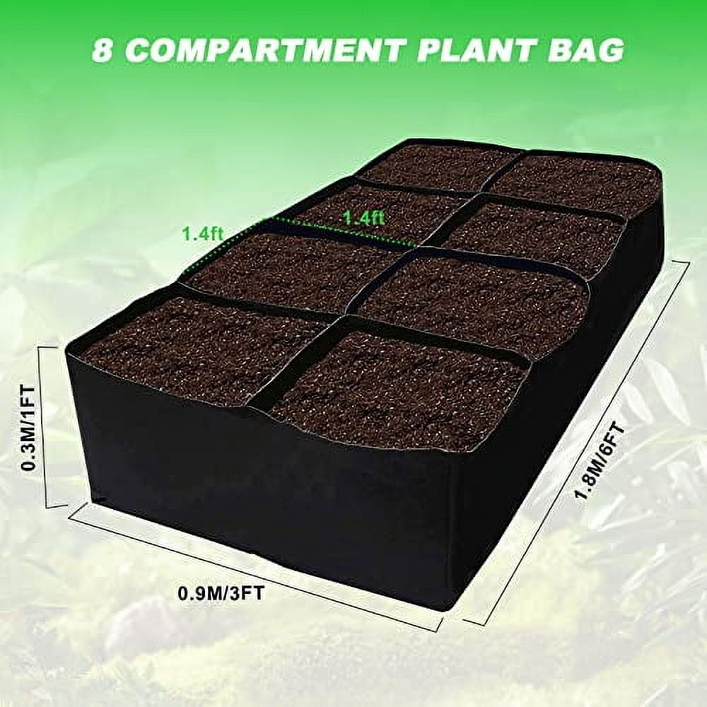 Fabric Raised Garden Bed, 8 Grids Plant Grow Bags 6x3x1FT Planter ...