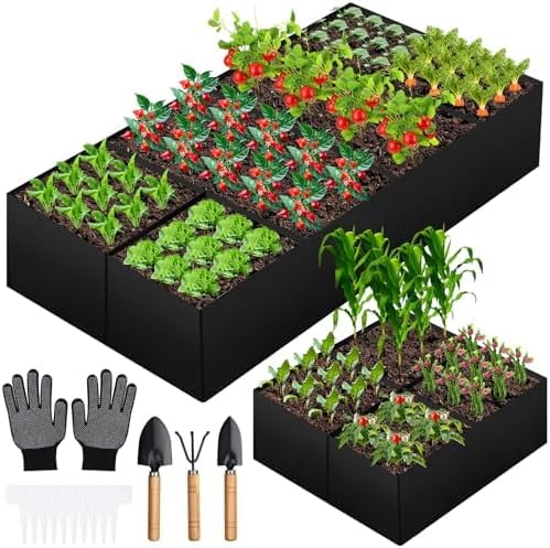 Fabric Raised Garden Bed, Large Garden Grow Bags Rectangle Breathable ...