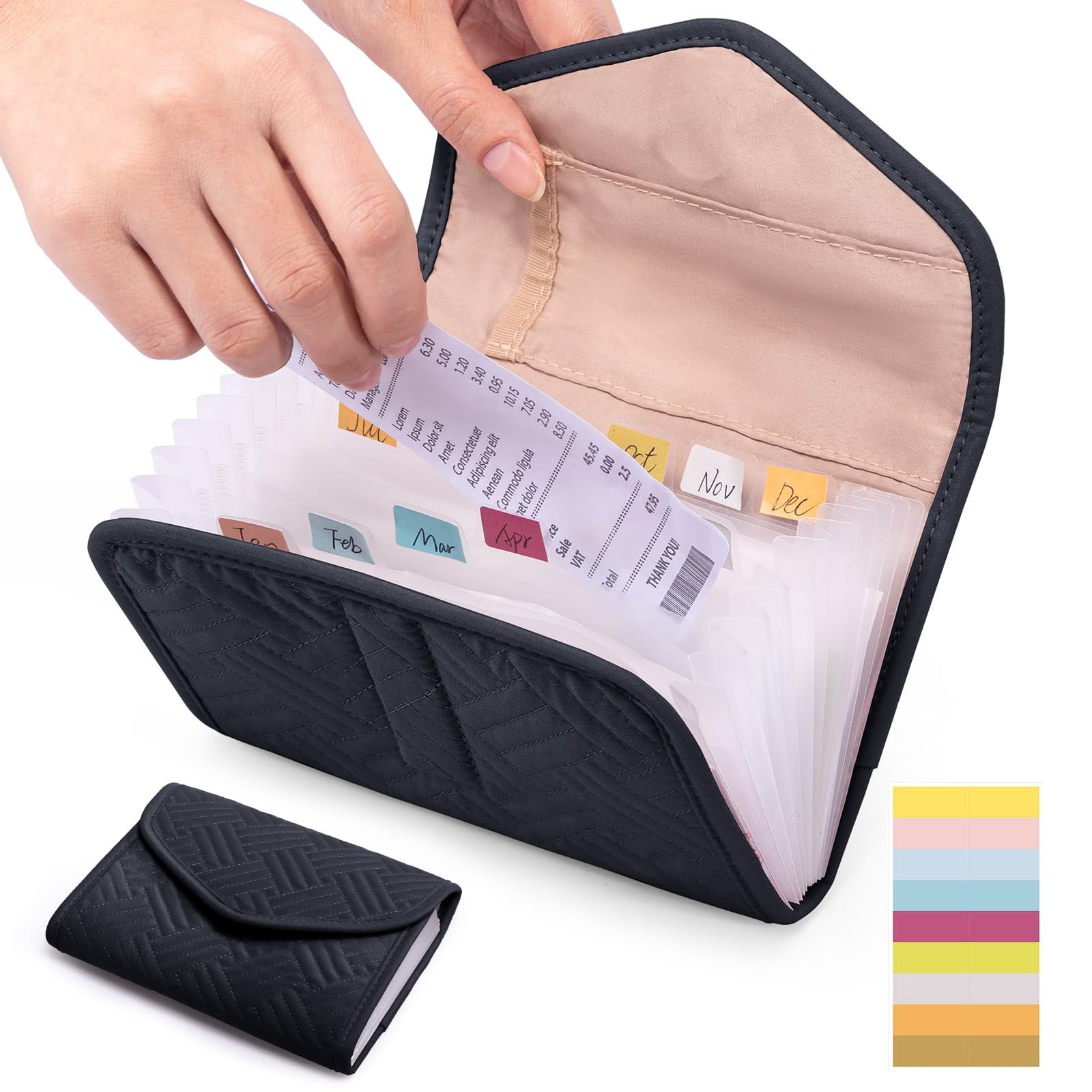 Fabric Receipt Organizer 7X5 - Receipt Holder 12 Pockets - Money ...