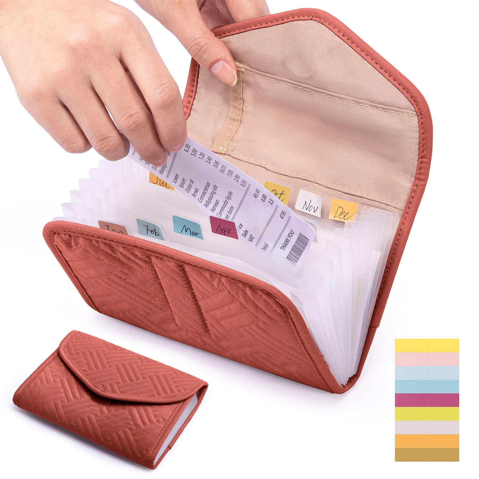 Fabric Receipt Organizer - Receipt Holder 12 Pockets - Coupon Holder ...